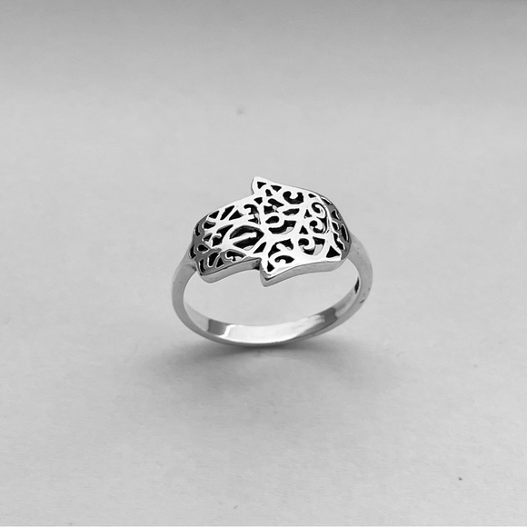 Jewelry | Sterling Silver Hamsa Sideway Ring Hand Of God Protective ...